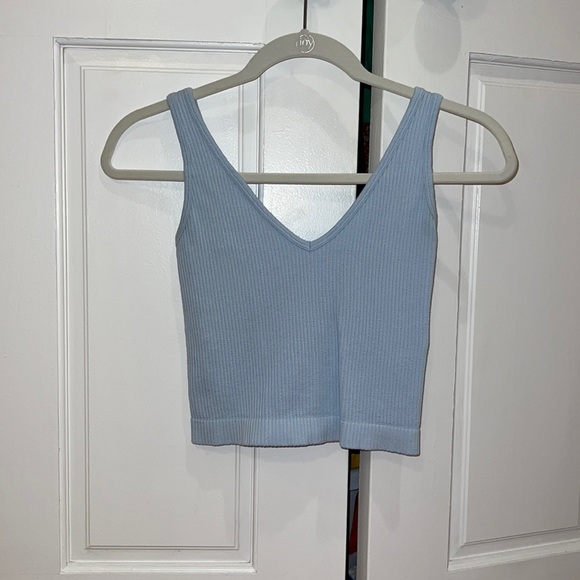 Free People | Tops | Free People Light Blue Ribbed Tank | Poshmark